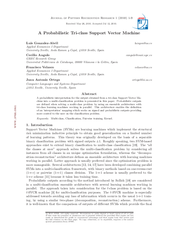 (PDF) A Probabilistic Tri-Class Support Vector Machine