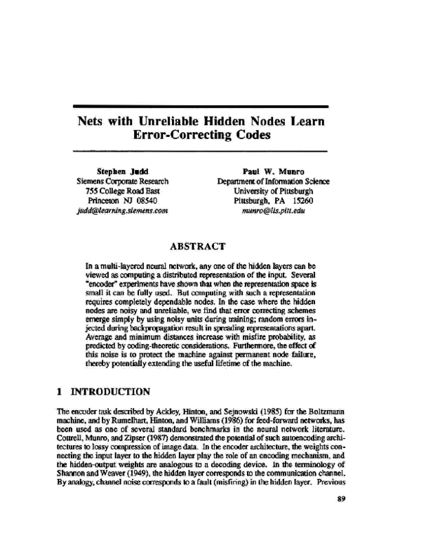 (PDF) learning error-correcting codes with noise
