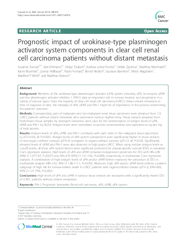(PDF) Prognostic impact of urokinase-type plasminogen activator system ...