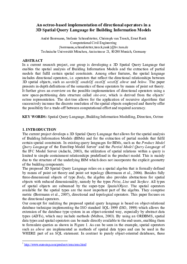 Pdf An Octree Based Implementation Of Directional Operators In A 3d