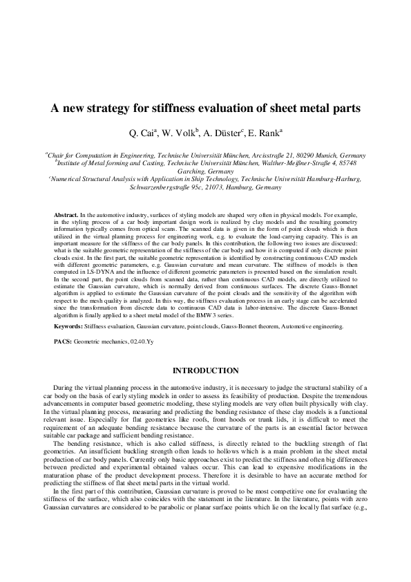 (PDF) A new strategy for stiffness evaluation of sheet metal parts