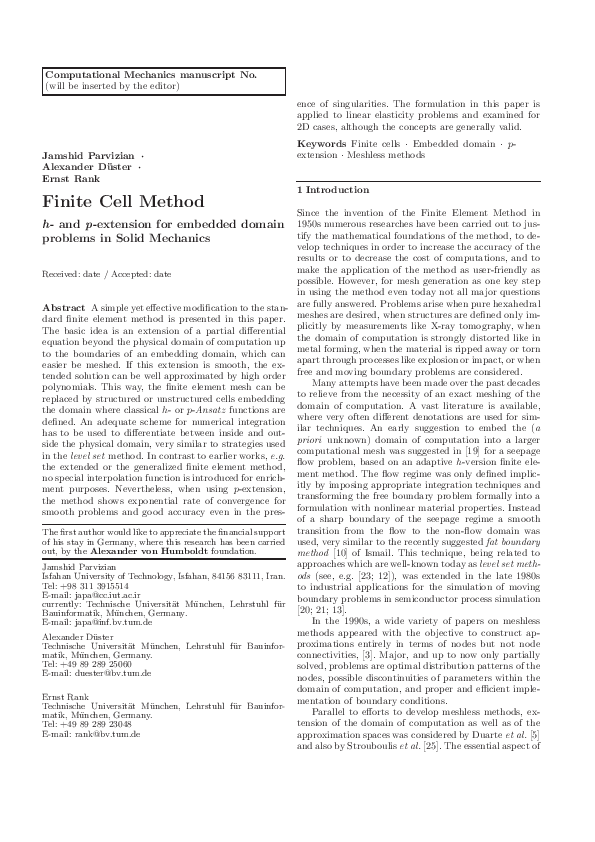 Pdf Finite Cell Method