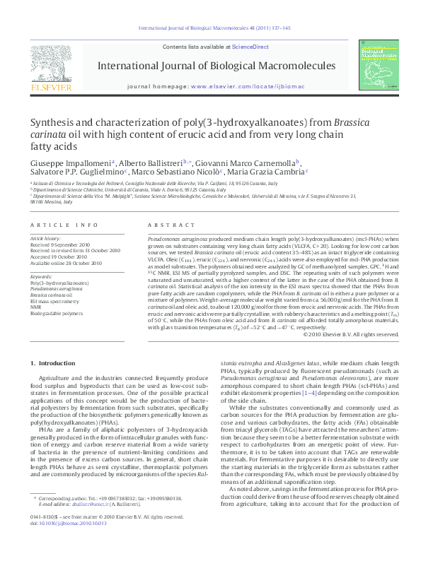 (PDF) Synthesis and characterization of poly(3-hydroxyalkanoates) from ...