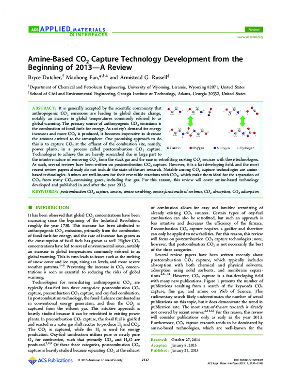 (PDF) Amine-based CO2 capture technology development from the beginning ...