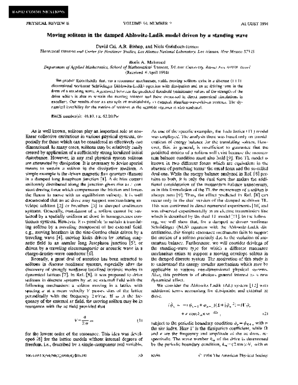 (PDF) Moving solitons in the damped Ablowitz-Ladik model driven by a ...