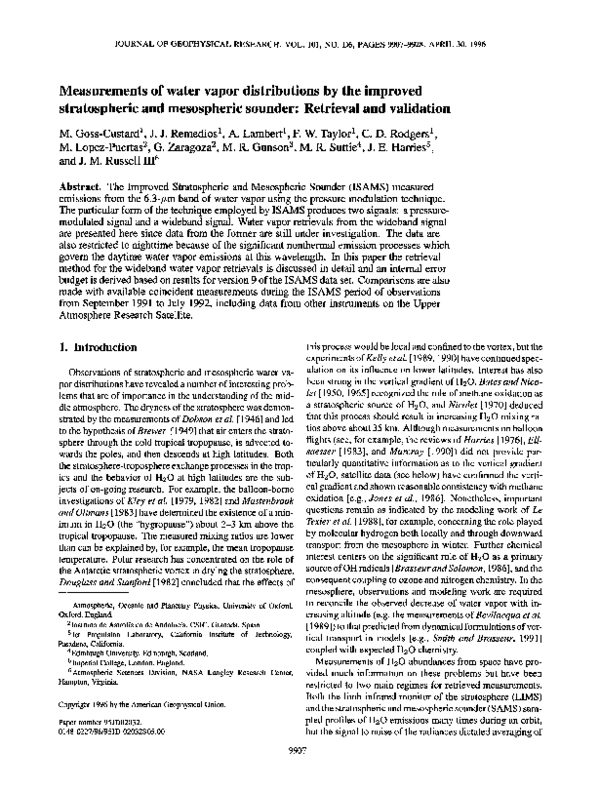 (PDF) Measurements of water vapor distributions by the improved stratospheric and mesospheric ...