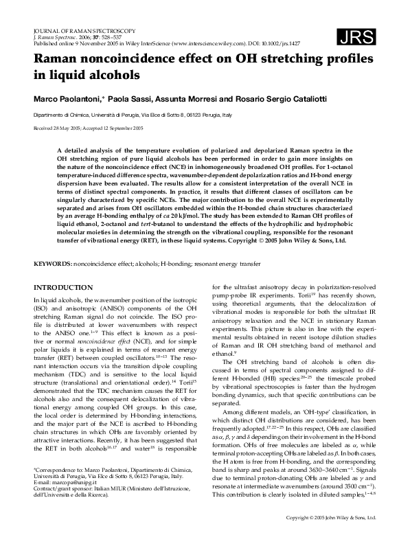 (PDF) Raman noncoincidence effect on OH stretching profiles in liquid ...