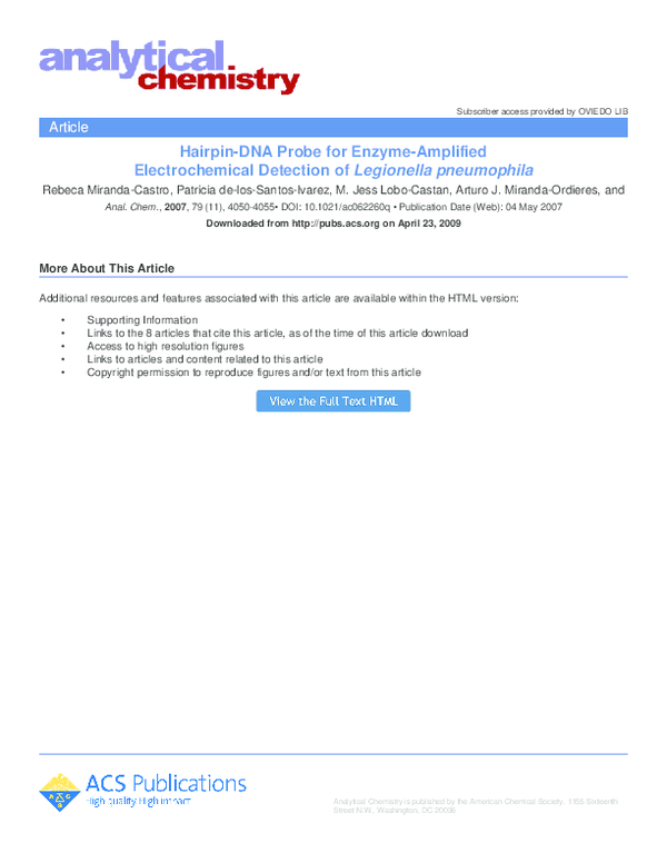 (PDF) Hairpin-DNA Probe for Enzyme-Amplified Electrochemical Detection ...