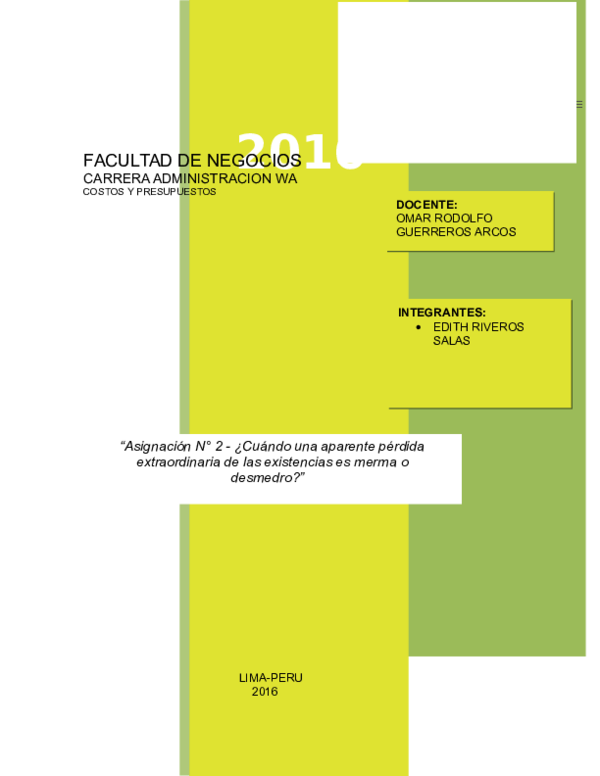 (DOC) Asignación N° 2 - Cuándo una aparente pérdida extraordinaria de ...