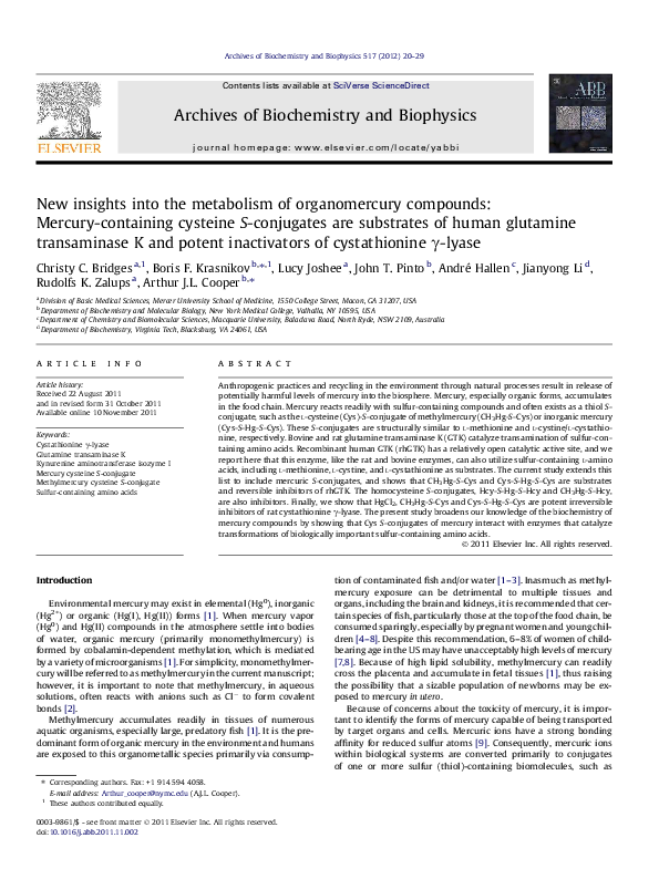 (PDF) New insights into the metabolism of organomercury compounds ...