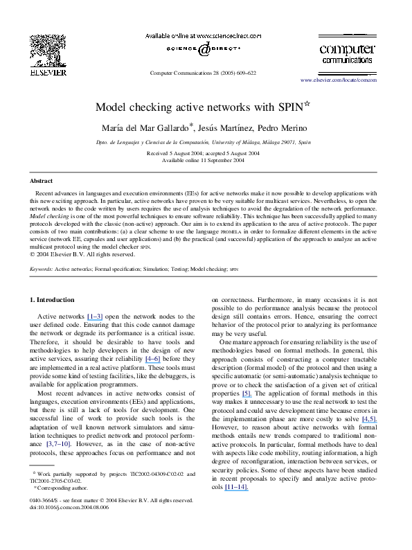 (PDF) Model checking active networks with SPIN