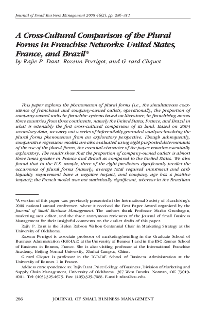 (PDF) A Cross-Cultural Comparison of the Plural Forms in Franchise ...