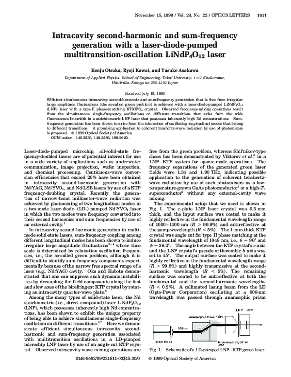(PDF) Intra-cavity second-harmonic and sum-frequency generation in a ...