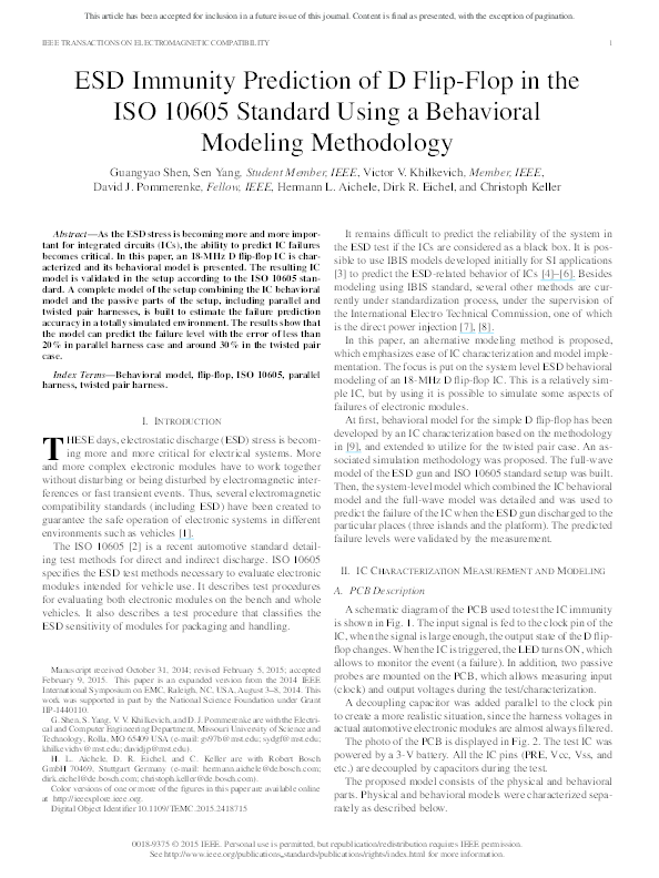 (PDF) ESD Immunity Prediction of D Flip-Flop in the ISO 10605 Standard ...