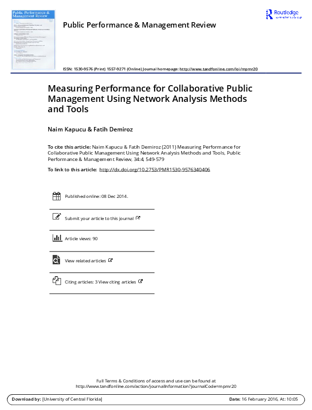 (PDF) Measuring Performance for Collaborative Public Management Using ...