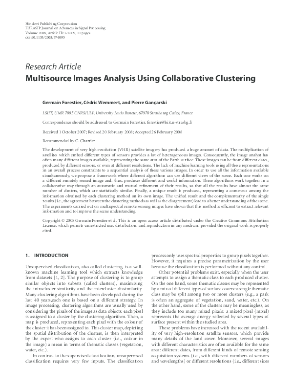 (PDF) Multisource Images Analysis Using Collaborative Clustering