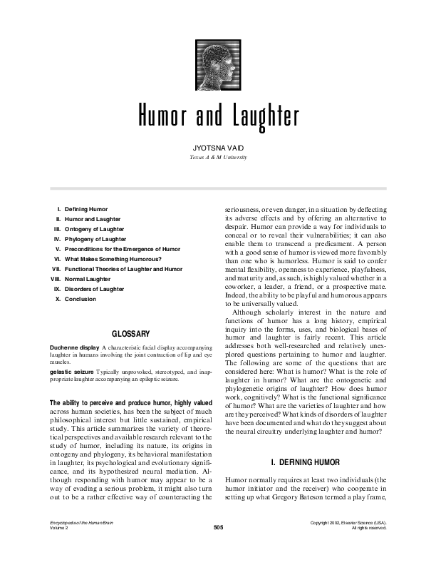 (PDF) Humor and Laughter