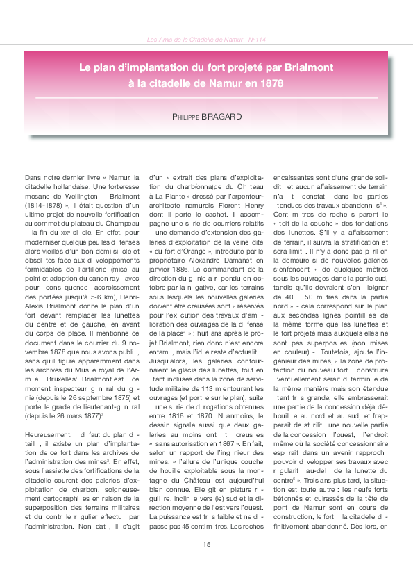 (PDF) Le plan d’implantation du fort projeté par Brialmont à la ...