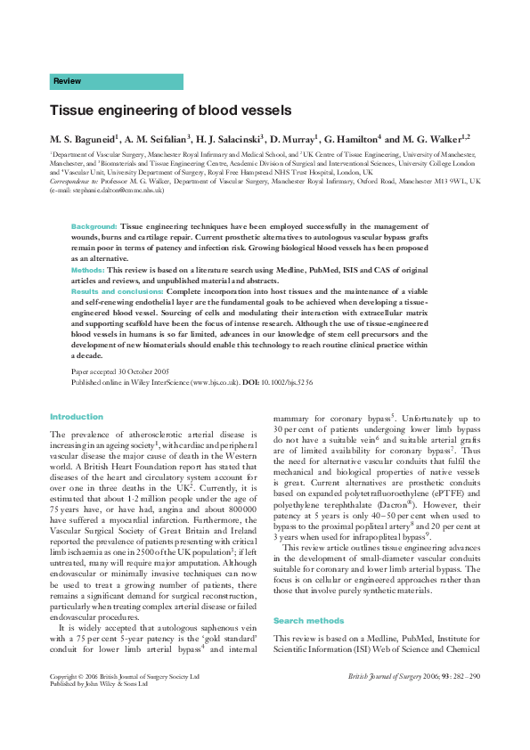 (PDF) Tissue engineering of blood vessels