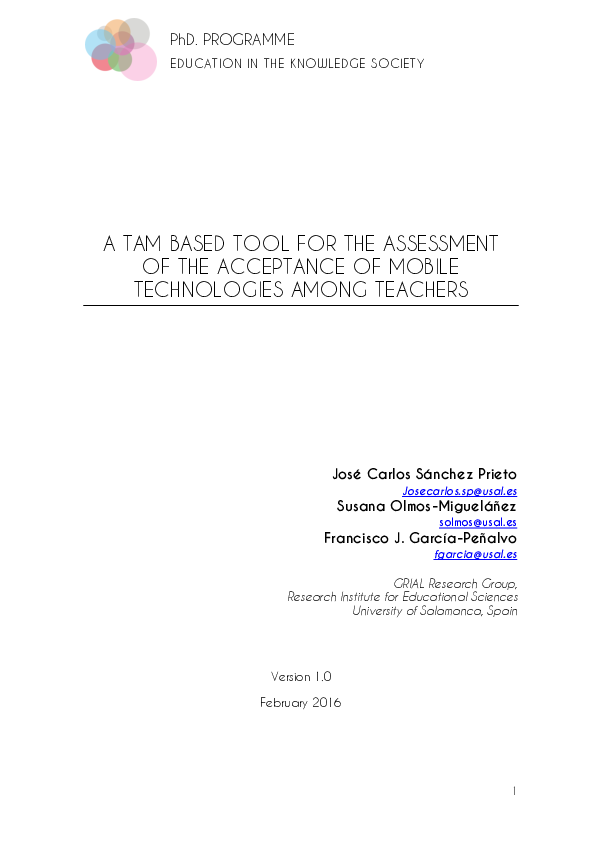 (PDF) A TAM based tool for the assessment of the acceptance of mobile ...