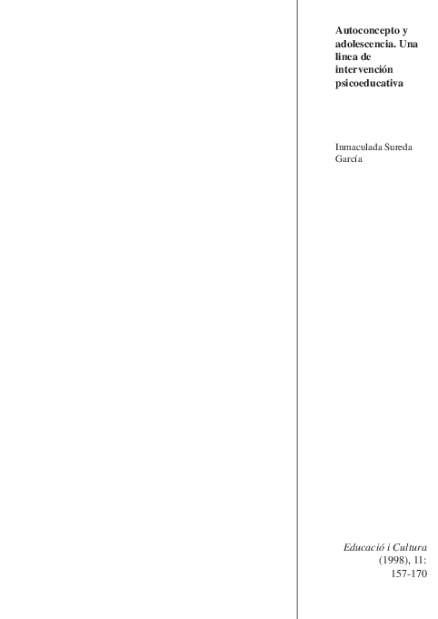 (PDF) Autoconcepto y adolescencia. Una linea de intervención psicoeducativa
