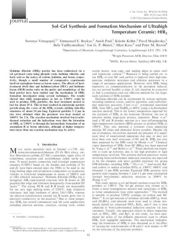 (PDF) Sol-Gel Synthesis and Formation Mechanism of Ultrahigh ...