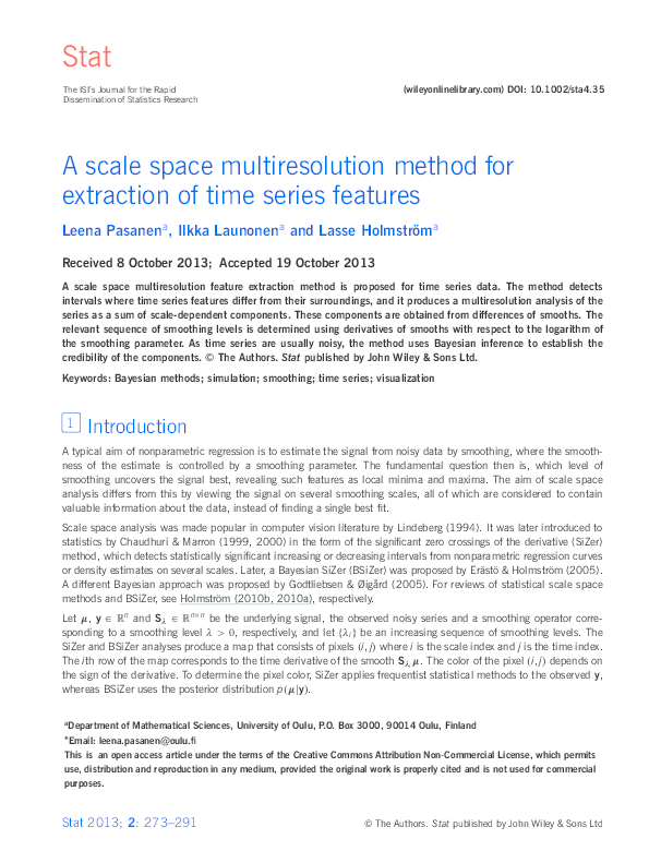 (PDF) A scale space multiresolution method for extraction of time series features