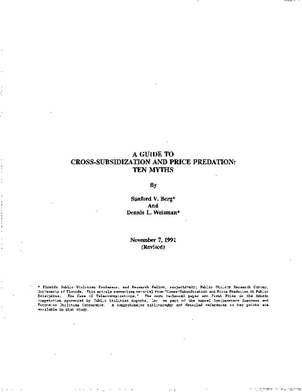 (PDF) A guide to cross- subsidization and price predation