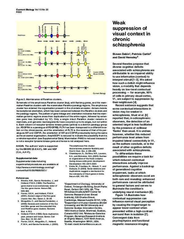 (PDF) Weak suppression of visual context in chronic schizophrenia