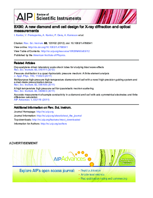 (PDF) BX90: A new diamond anvil cell design for X-ray diffraction and ...