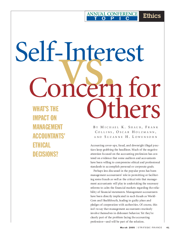 (PDF) Self-Interest vs. Concern for Others