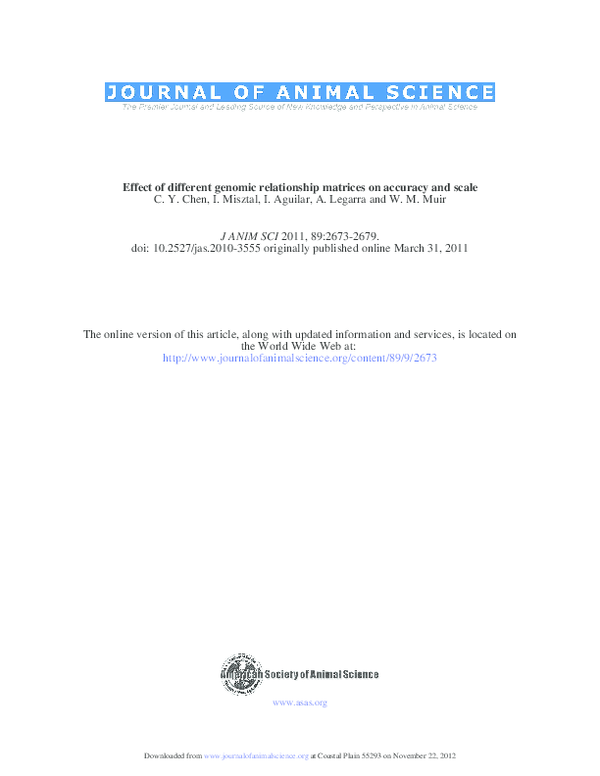 Pdf Genomic Matrices Impact On Broiler Accuracy
