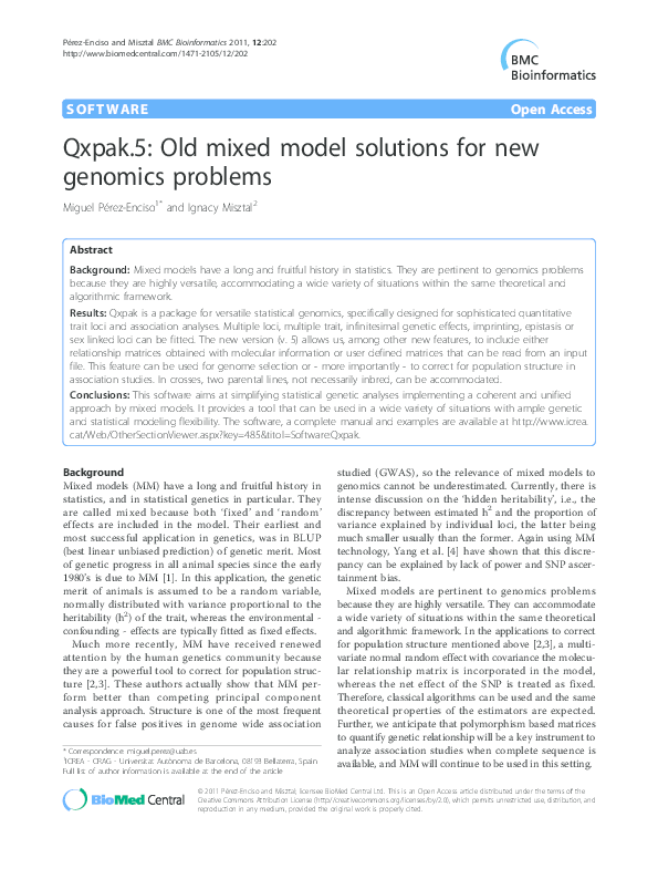 (PDF) Qxpak.5: Old mixed model solutions for new genomics problems ...