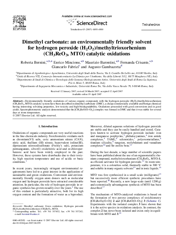 (PDF) Dimethyl carbonate: an environmentally friendly solvent for ...