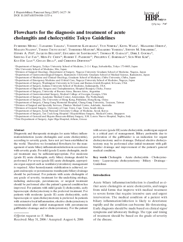 (PDF) Flowcharts for the diagnosis and treatment of acute cholangitis ...