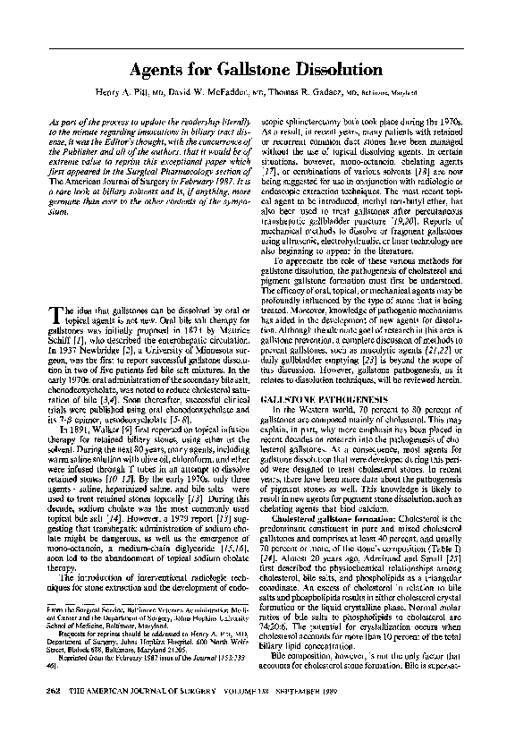 (PDF) Agents for gallstone dissolution