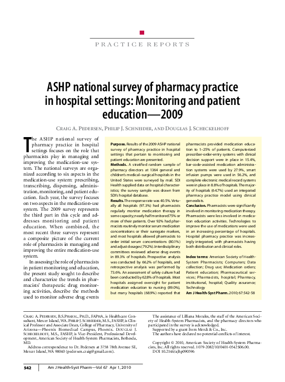 (PDF) ASHP national survey of pharmacy practice in hospital settings ...