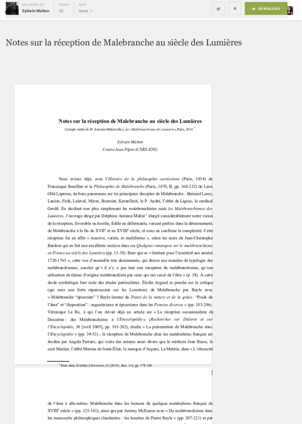 Les Idées De Malebranche Pdf – Malebranche Explication Simple – IVMR