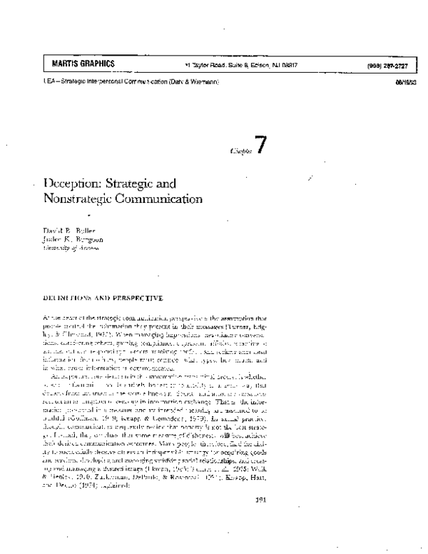(PDF) Deception: Strategic and nonstrategic communication