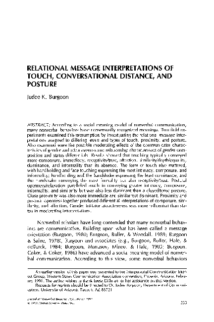 (PDF) Relational message interpretations of touch, conversational ...