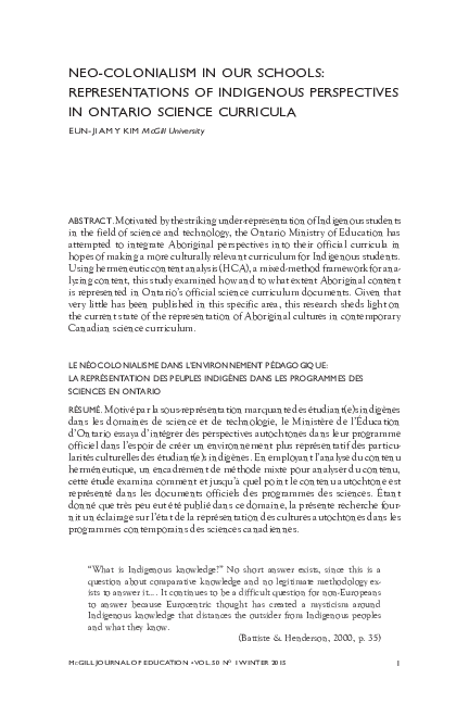 (PDF) NEO-COLONIALISM IN OUR SCHOOLS: REPRESENTATIONS OF INDIGENOUS ...