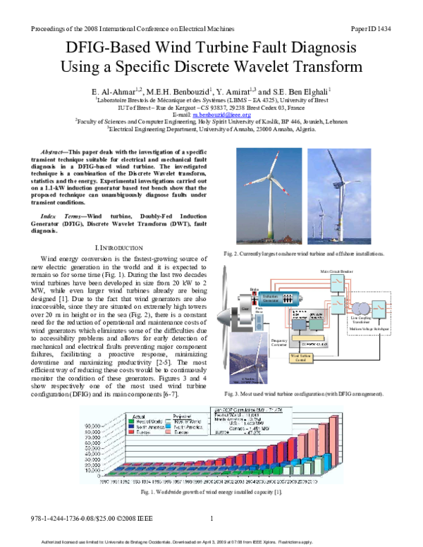 (PDF) DFIG-based wind turbine fault diagnosis using a specific discrete wavelet transform
