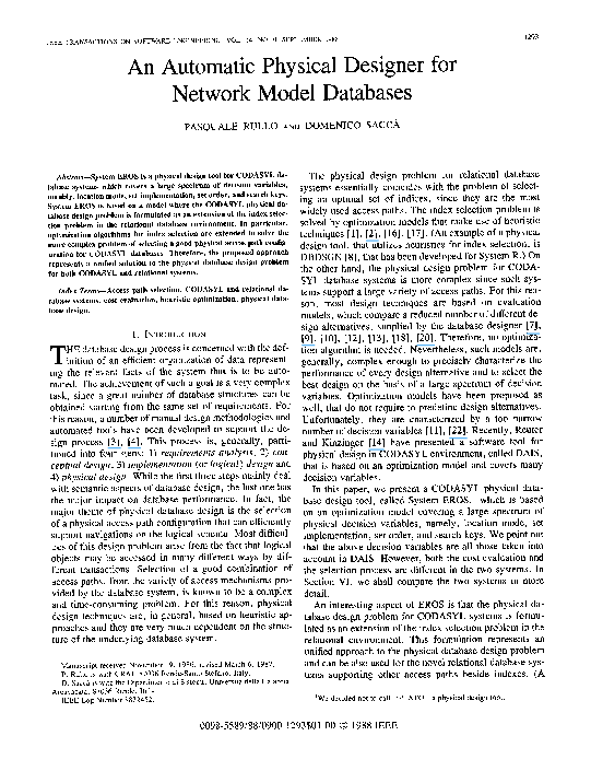 (PDF) An automatic physical designer for network model databases