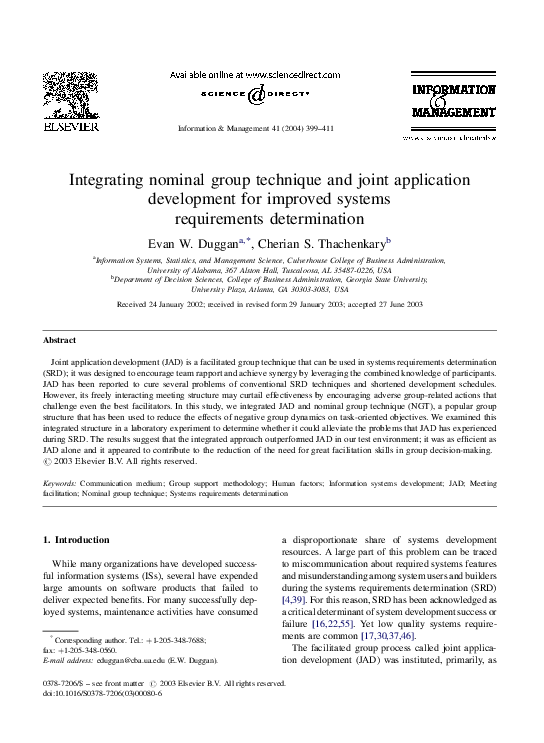 (PDF) Integrating nominal group technique and joint application development for improved systems ...