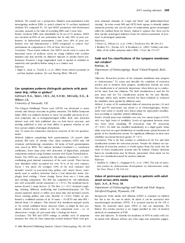 (PDF) Sade and Tos classifications of the tympanic membrane: not reliable?