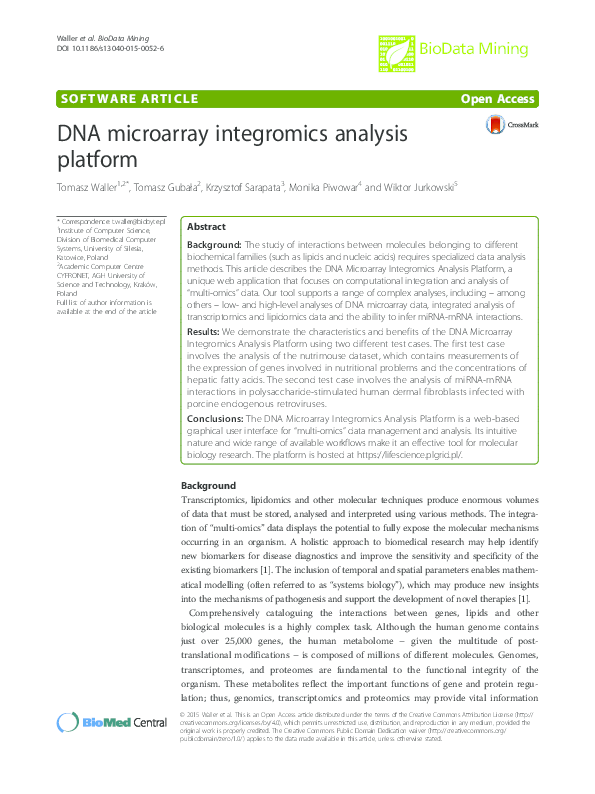 (PDF) DNA microarray integromics analysis platform