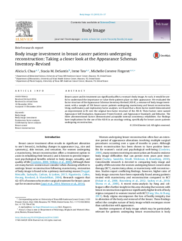 (PDF) Body image investment in breast cancer patients undergoing ...