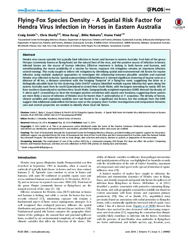 (PDF) Flying-Fox Species Density - A Spatial Risk Factor for Hendra ...