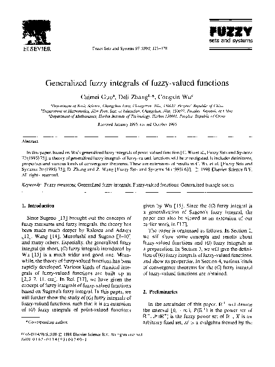 (PDF) Generalized fuzzy integrals of fuzzy-valued functions