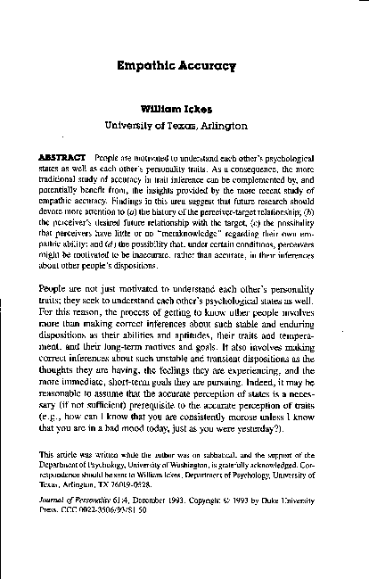 (PDF) Empathic Accuracy